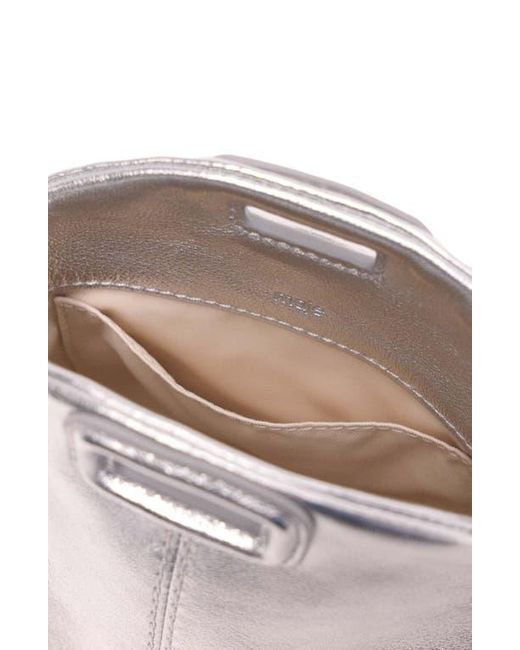 Maje Metallic Leather Miss M Micro Bag in Gray | Lyst