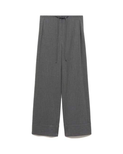 Mango Chalk Stripe Straight Leg Pants in Gray | Lyst