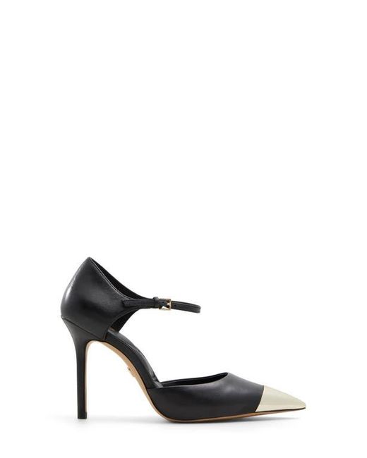 ALDO Mysha Ankle Strap Pointed Cap Toe Pump in Black | Lyst