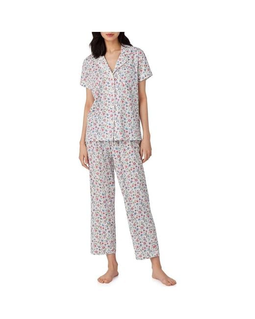 Ralph Lauren Monogram Crop Pajamas in Gray | Lyst