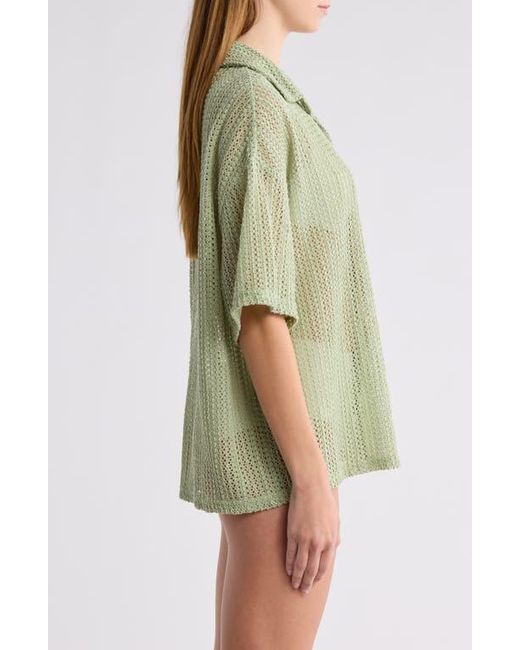 Billabong Largo Open Stitch Cover-Up Shirt in Green | Lyst
