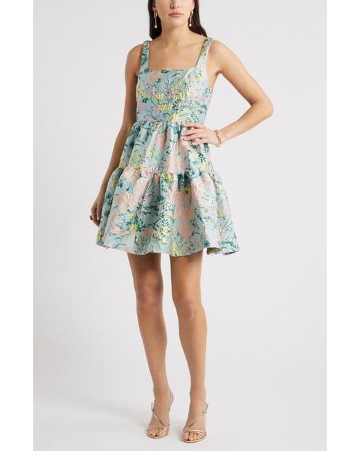 Chelsea28 Floral Garden Brocade Cocktail Minidress in Blue | Lyst