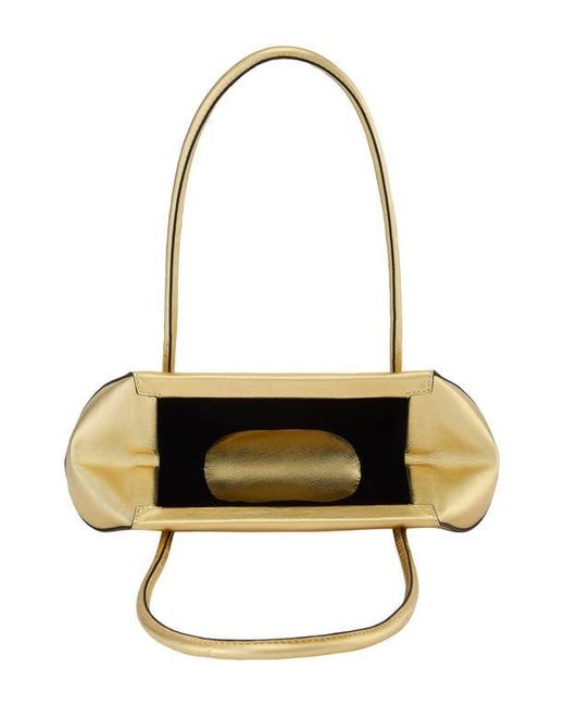 BEHNO Mini Elizabeth Baguette Metallic Leather Shoulder Bag in Natural ...