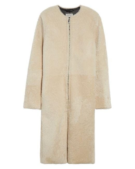 TOTEME Genuine Teddy Shearling Zip Coat in Natural | Lyst