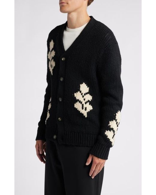 NN07 Mika 6620 Leaf Intarsia Cardigan in Black for Men | Lyst