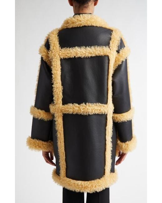 Stand Studio Hadlee Faux Leather & Faux Shearling Coat in Yellow | Lyst