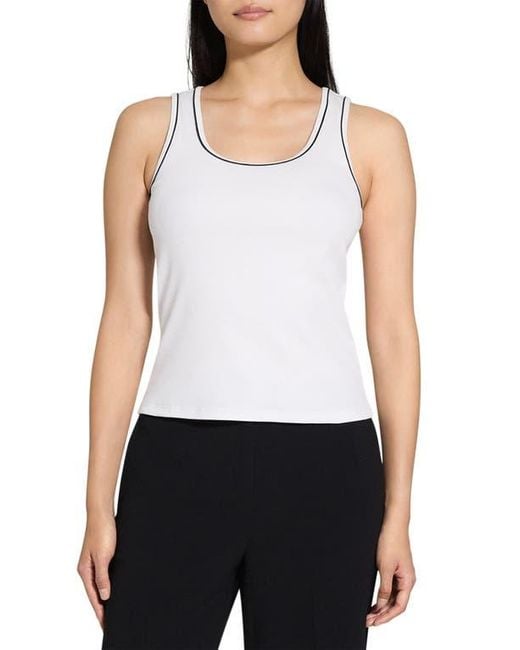 Theory Perry Contrast Trim Tank in White | Lyst