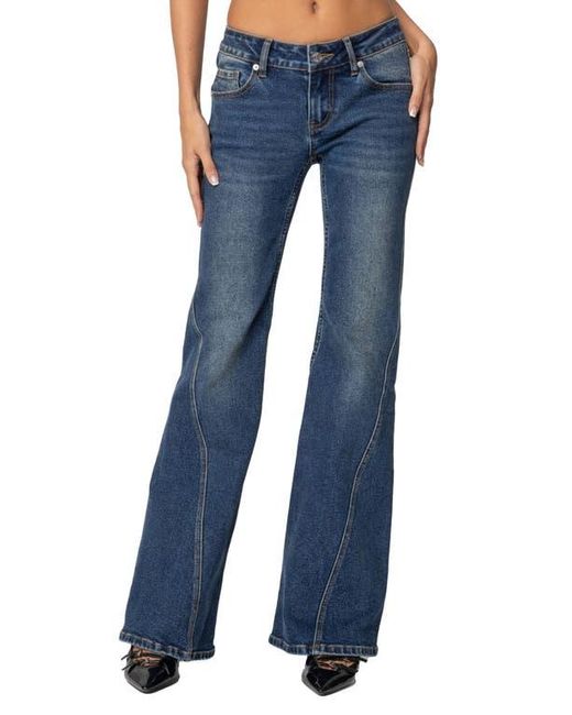 Edikted Colton Low Rise Bootcut Jeans in Blue | Lyst