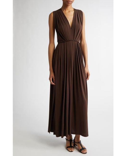Max Mara Walter Pleated Jersey Dress in Brown | Lyst