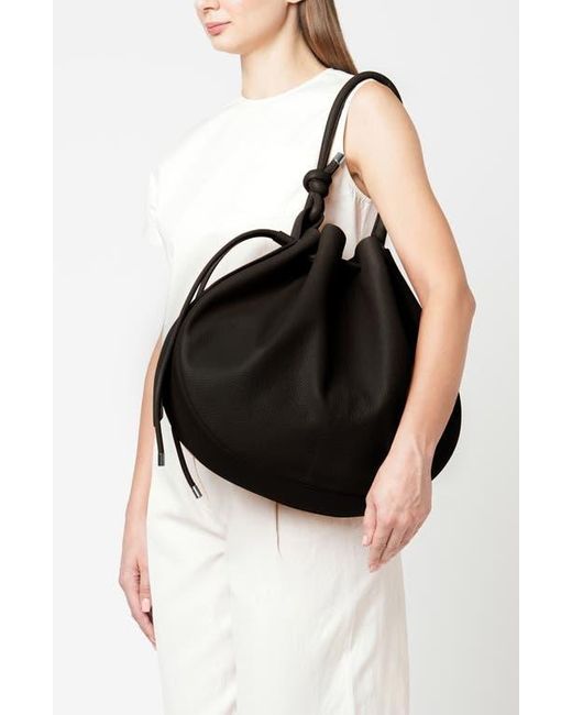 BEHNO Large Ina Pebble Leather Shoulder Bag in Black | Lyst