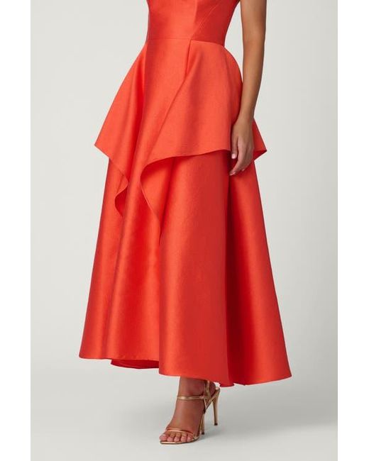 Shoshanna Midnight Pebbled Mikado Pippa Dress in Red | Lyst