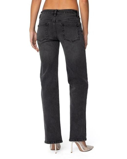 Edikted Shayna Low Rise Straight Leg Jeans in Black | Lyst