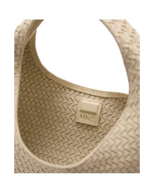 Mango Braided Leather Top Handle Bag in Natural | Lyst