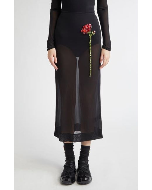 Simone Rocha Embellished Carnation Column Skirt in Black | Lyst