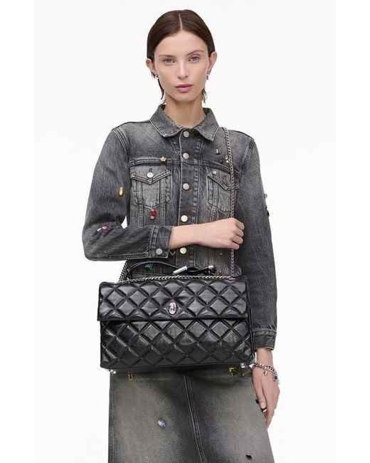 Marc Jacobs The Xl Dual Chain Diamond Quilted Convertible Leather Shoulder Bag in Black | Lyst