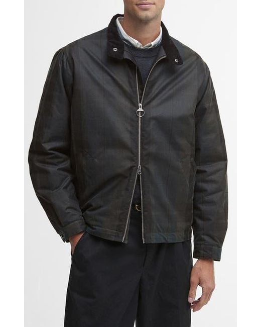 Barbour Check Harrington Waxed Cotton Jacket in Black for Men | Lyst