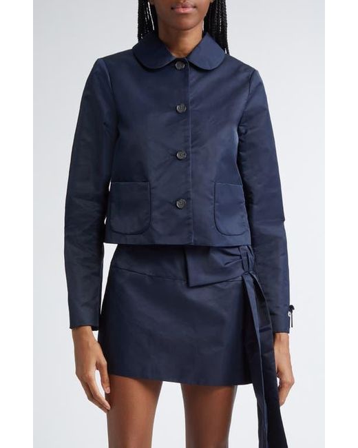 Sandy Liang Shelby Crop Nylon Jacket in Blue | Lyst
