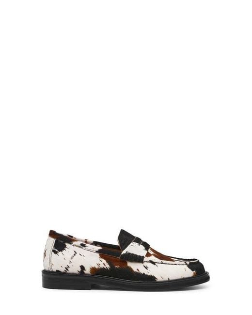 Steve Madden Madison Cow Print Genuine Calf Hair Loafer in Black | Lyst