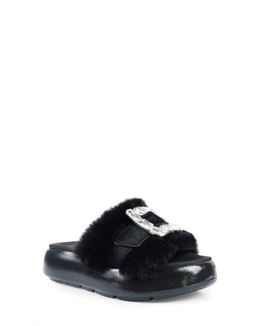 Zigi Fab Faux Fur Platform Sandal in Black | Lyst
