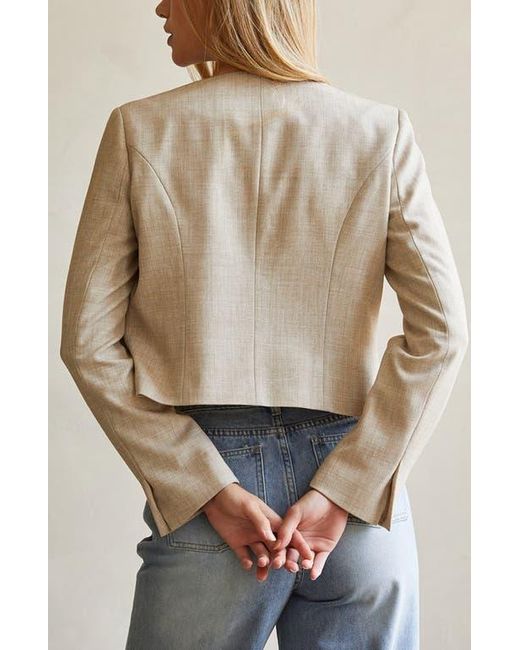 Crescent Crop Open Blazer in Blue | Lyst