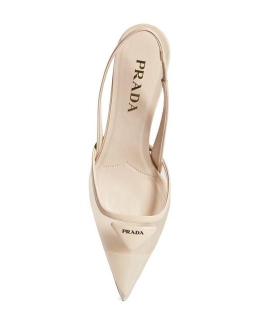 Prada Mesh Slingback Pump in White | Lyst