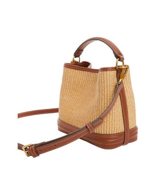 Mango Raffia Effect Bucket Bag in Brown | Lyst