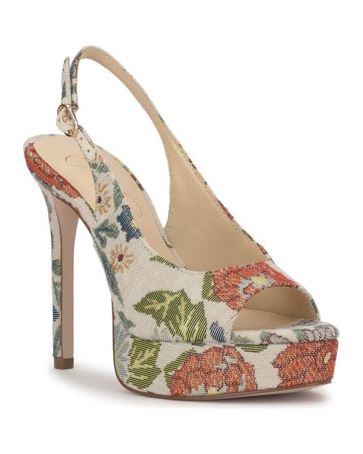 Jessica Simpson Sibilla Slingback Platform Sandal in Metallic | Lyst