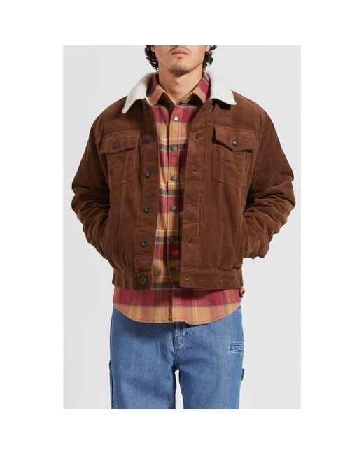 Brixton High-Pile Fleece Lined Corduroy Trucker Jacket in Brown for Men ...