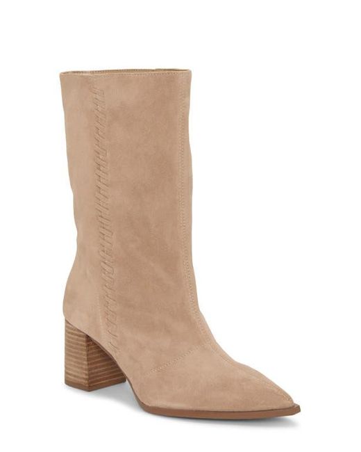 Vince Camuto Lorrys Whipstitch Block Heel Boot in Brown | Lyst