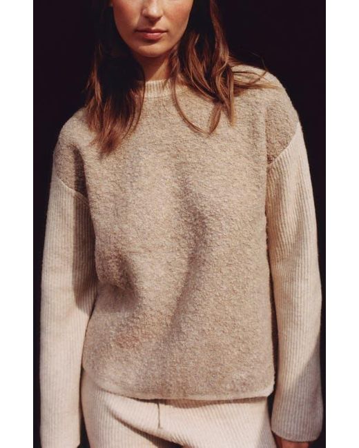 Mango Colorblock Crewneck Sweater in Brown | Lyst