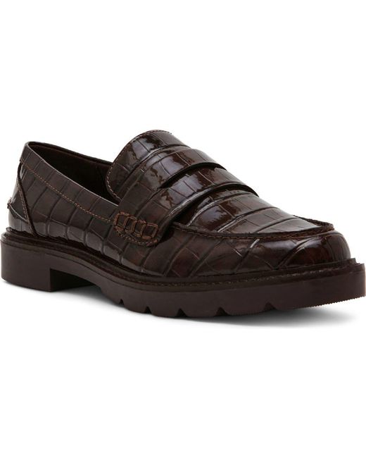 Anne Klein Eryn Croc Embossed Penny Loafer in Brown | Lyst