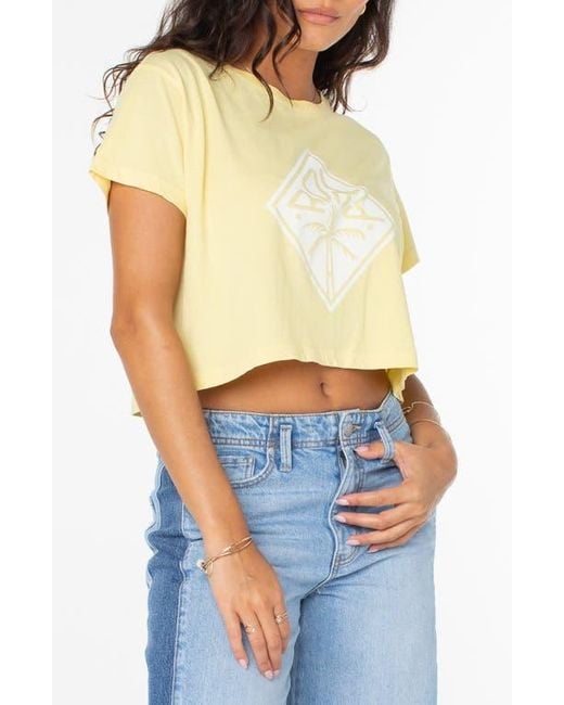 Roxy Wave Riders Cotton Crop Graphic T-Shirt in Blue | Lyst