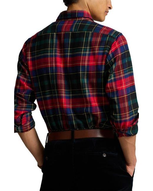 Polo Ralph Lauren Brushed Plaid Flannel Button-Up Shirt in Black for Men | Lyst