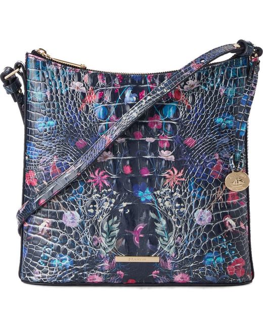 Brahmin Katie Croc Embossed Leather Crossbody Bag in Blue | Lyst
