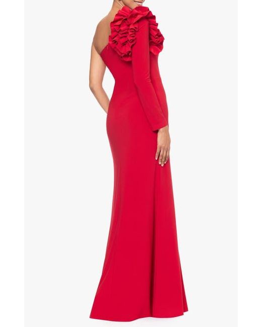 Xscape Evenings Ruffle One-Shoulder Gown in Red | Lyst