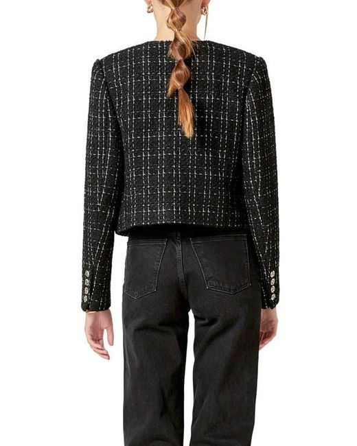 English Factory Windowpane Tweed Jacket in Black | Lyst