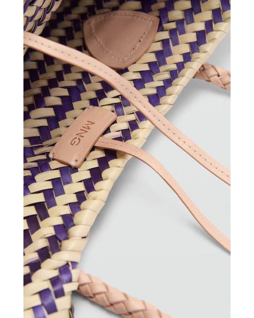 Mango Woven Palm Straw Shopper Tote in Red | Lyst