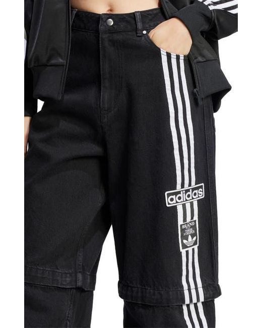 adidas Originals 3-Stripes High Waist Convertible Jeans in Black | Lyst
