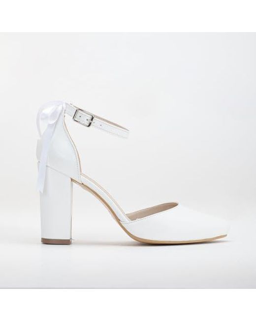 Forever & Always Shoes Jolie High Block Heels With Ribbon in White | Lyst
