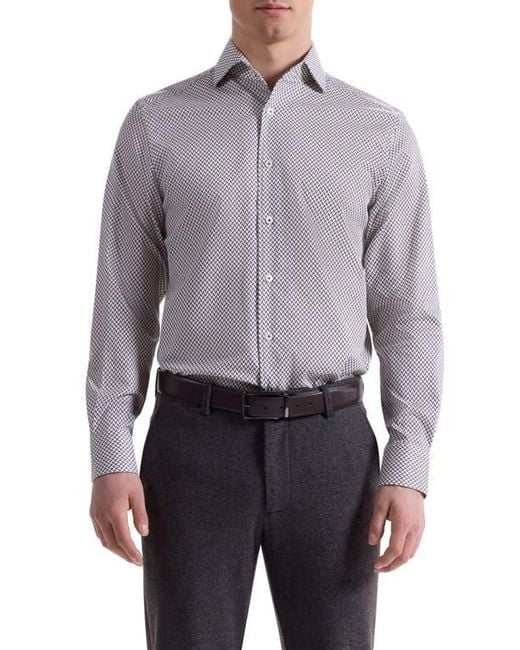 Bugatchi Alvin Shaped Fit Herringbone Button-Up Shirt in Blue for Men ...
