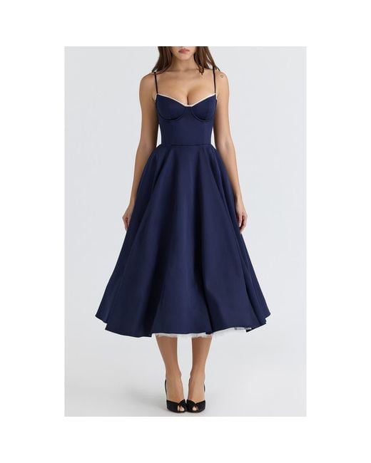 House Of Cb Mademoiselle Sleeveless Satin Tulle Midi Dress in Blue | Lyst
