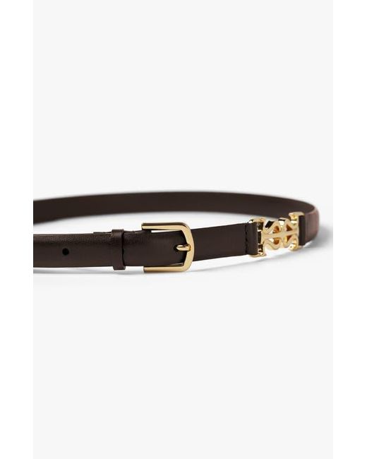 LILYSILK Ls Clasp Leather Skinny Belt in Brown | Lyst