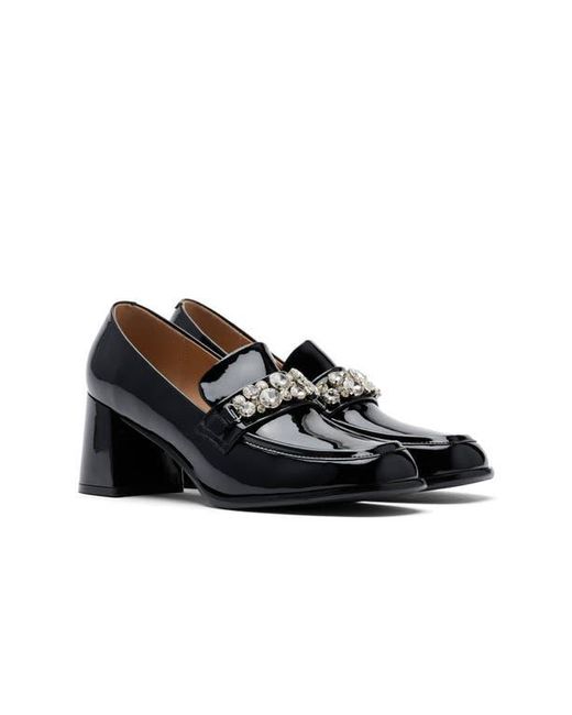MARC NOLAN Margot Patent Leather Penny Loafer Block Pumps in Black | Lyst