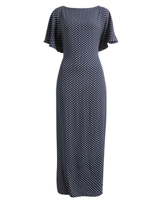 Reformation Maeva Polka Dot Flutter Sleeve Midi Dress in Blue | Lyst