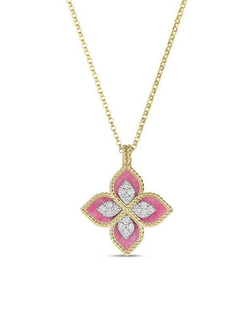 Roberto Coin Venetian Princess Diamond & Rhodonite Pendant Necklace in ...