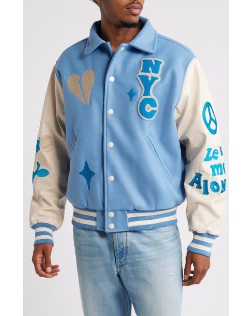 PacSun New York Bones Oversize Varsity Jacket in Blue for Men | Lyst
