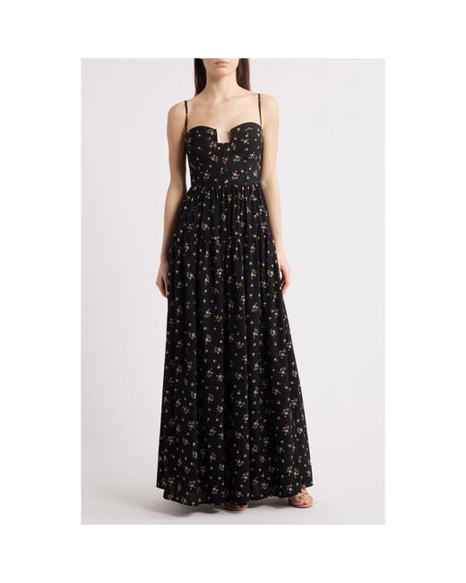 Lulus Luisa Floral Maxi Cocktail Dress in Black | Lyst