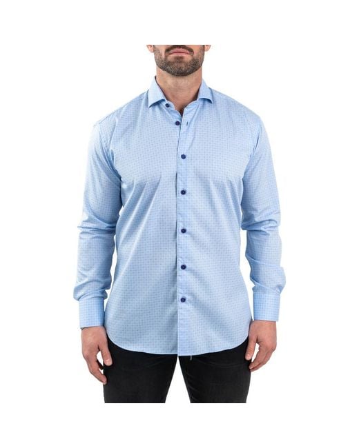 Maceoo Einstein Jacqpointsquare Button-Up Shirt in Blue for Men | Lyst