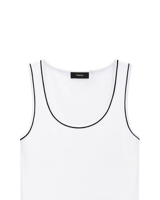 Theory Perry Contrast Trim Tank in White | Lyst