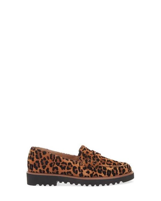 Paul Green Paul Zelda Leopard Print Lug Sole Loafer in Brown | Lyst